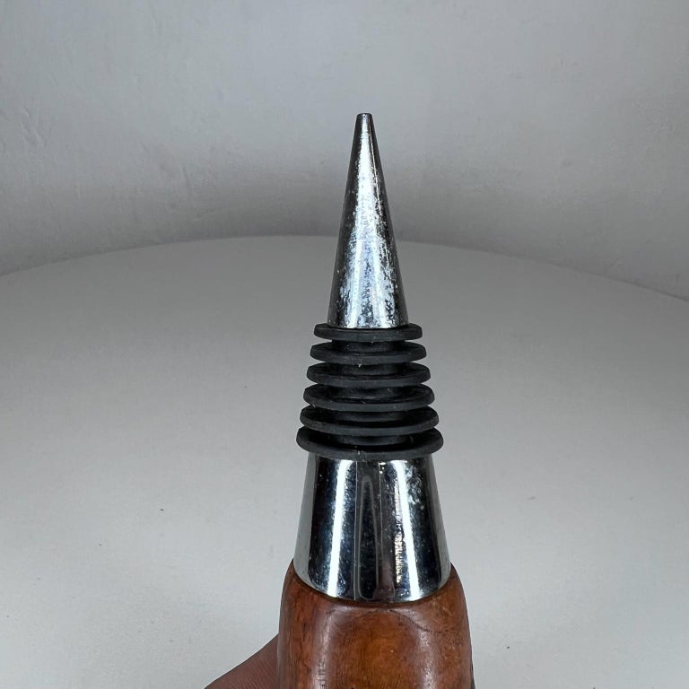 Organic Modern Raw Edge Bottle Stopper in Chrome and Turned Burlwood ...