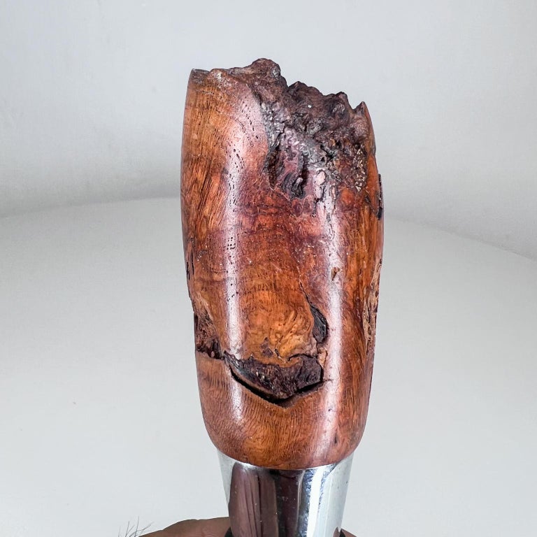 Organic Modern Raw Edge Bottle Stopper in Chrome and Turned Burlwood ...
