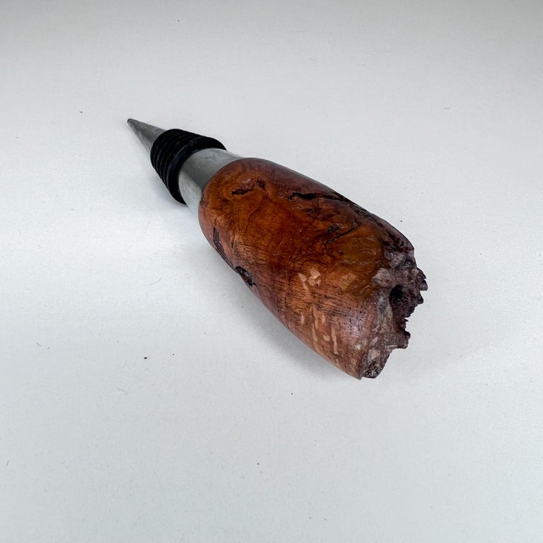Organic Modern Raw Edge Bottle Stopper in Chrome and Turned Burlwood ...