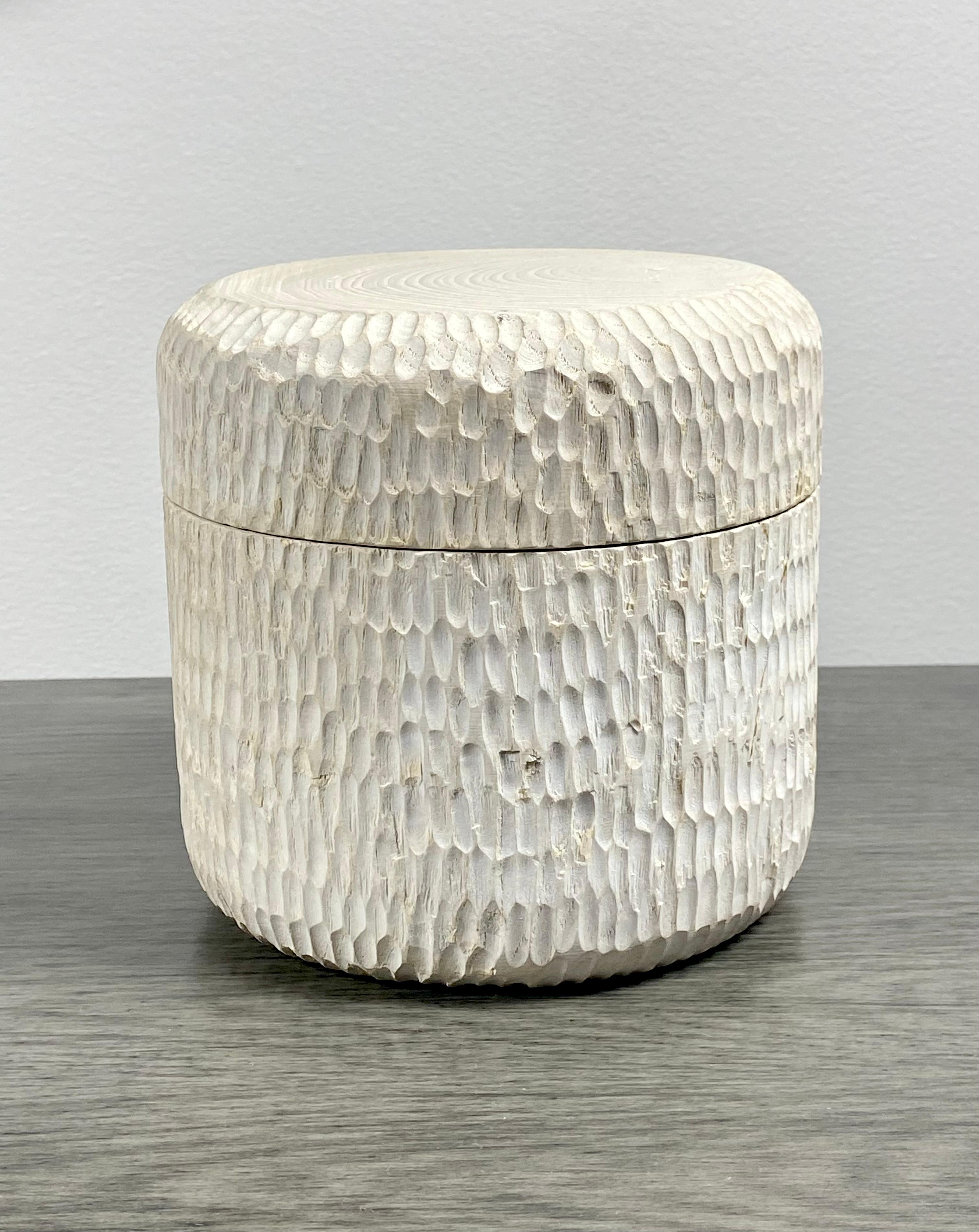 Organic Modern Reclaimed Wood Carved Box For Sale at 1stDibs