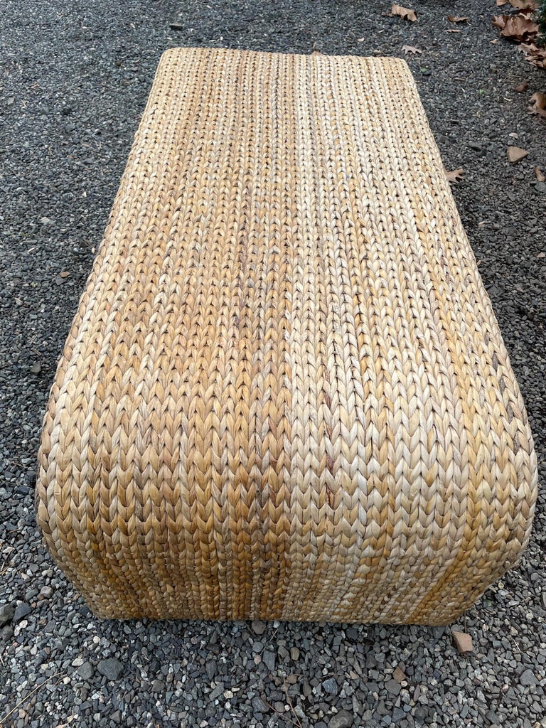 Organic Modern Rectangular Braided Natural Grass Coffee Table For Sale ...