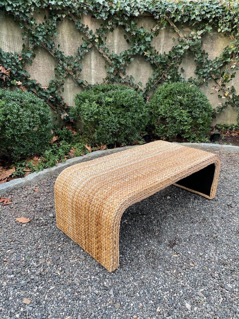 Organic Modern Rectangular Braided Natural Grass Coffee Table For Sale ...