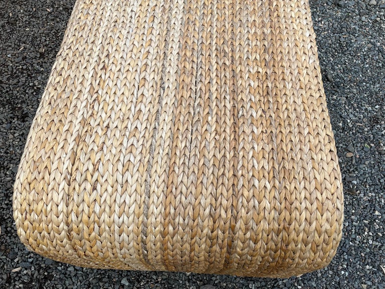 Organic Modern Rectangular Braided Natural Grass Coffee Table For Sale ...