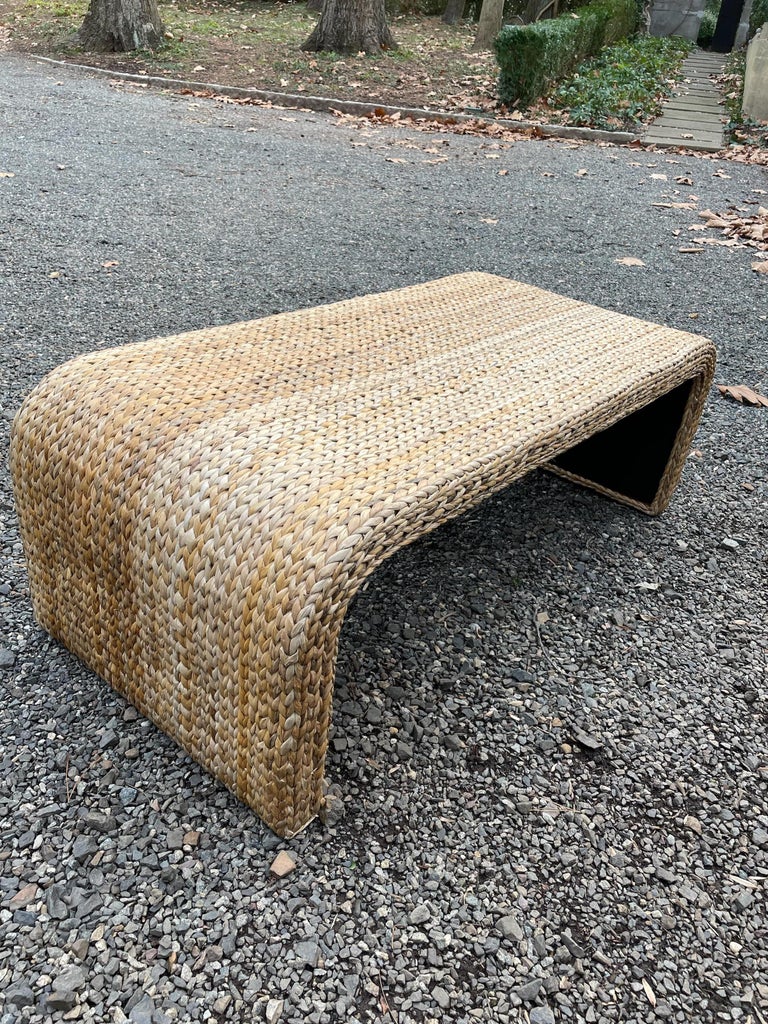 Organic Modern Rectangular Braided Natural Grass Coffee Table For Sale ...