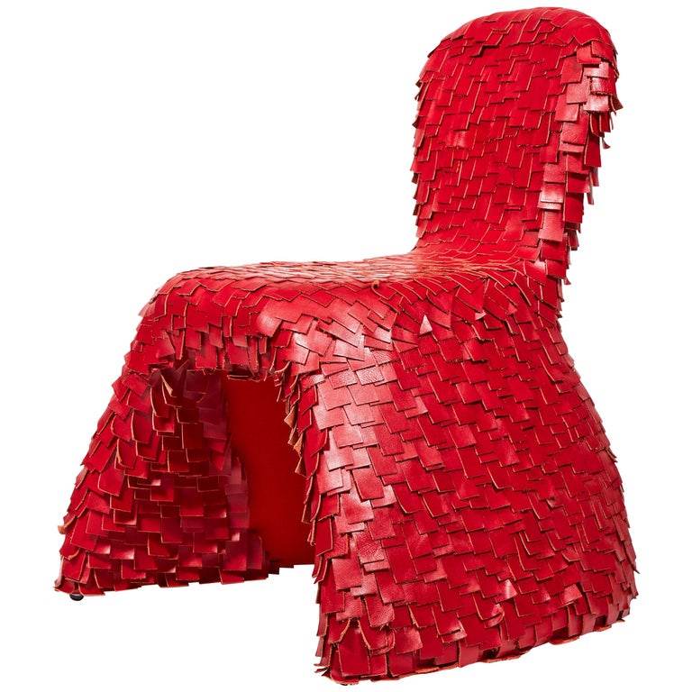 Organic Modern Leather Red Queen Chair by Tord Boontje for Moroso ...