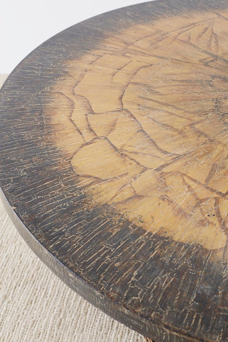 Organic Modern Rope Clad Round Tree Trunk Pedestal Table at 1stDibs