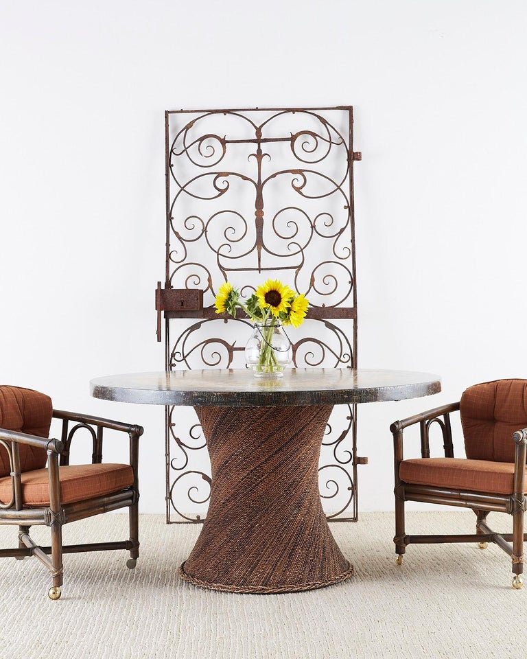 Organic Modern Rope Clad Round Tree Trunk Pedestal Table at 1stDibs