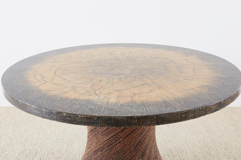 Organic Modern Rope Clad Round Tree Trunk Pedestal Table at 1stDibs