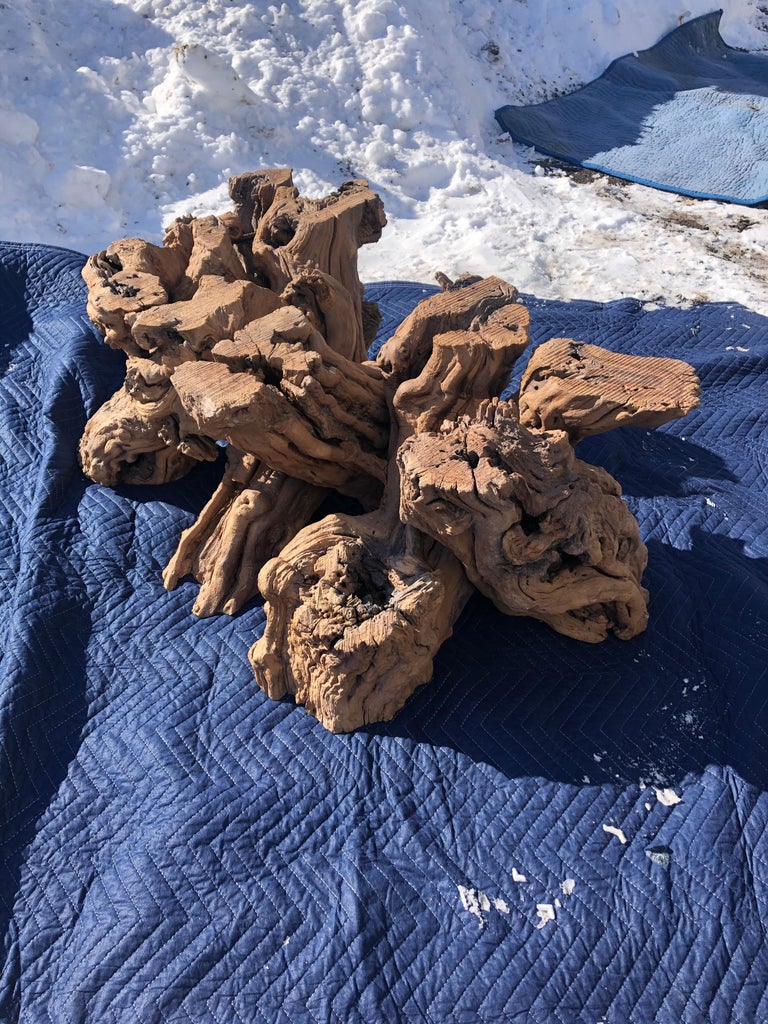 Organic Modern Sculptural Undulating Wood Coffee Table Base at 1stDibs