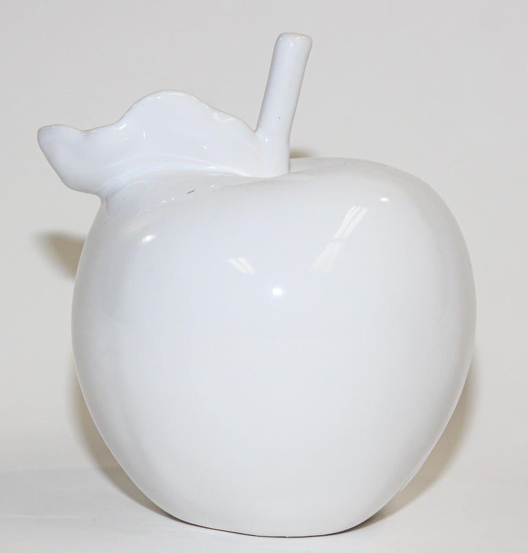 Organic Modern White Porcelain Minimalist Apple Sculpture For Sale at ...