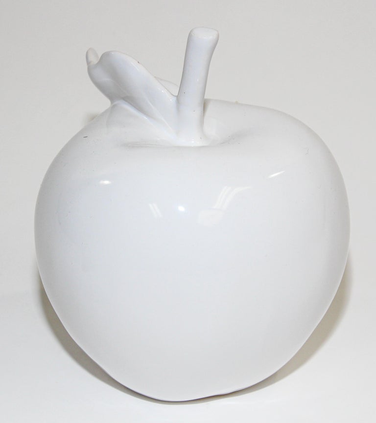Organic Modern White Porcelain Minimalist Apple Sculpture For Sale at ...