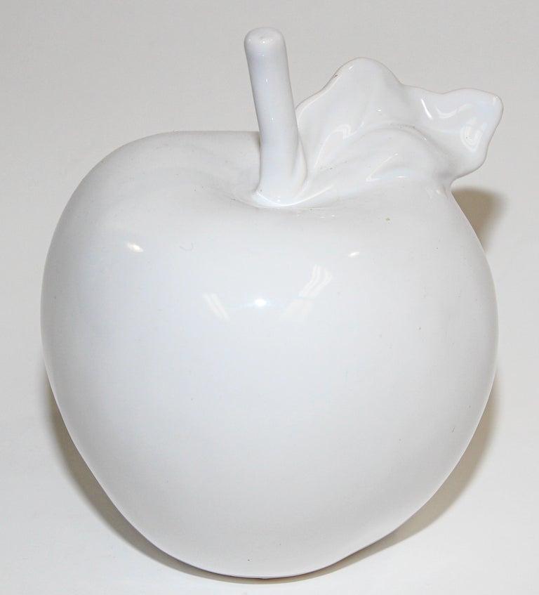 Organic Modern White Porcelain Minimalist Apple Sculpture For Sale at ...