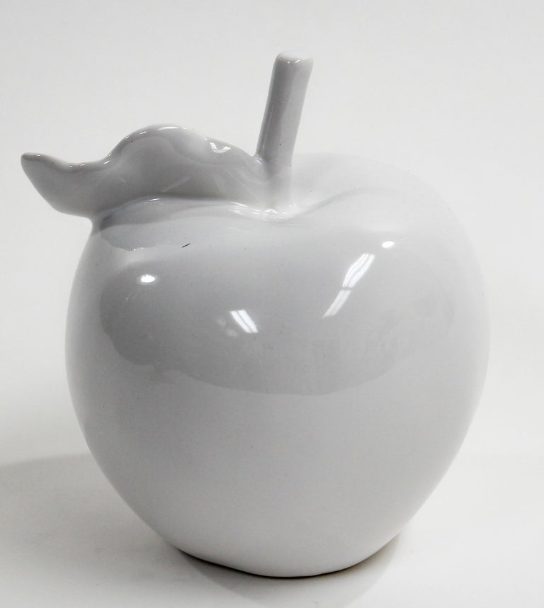Organic Modern White Porcelain Minimalist Apple Sculpture For Sale at ...