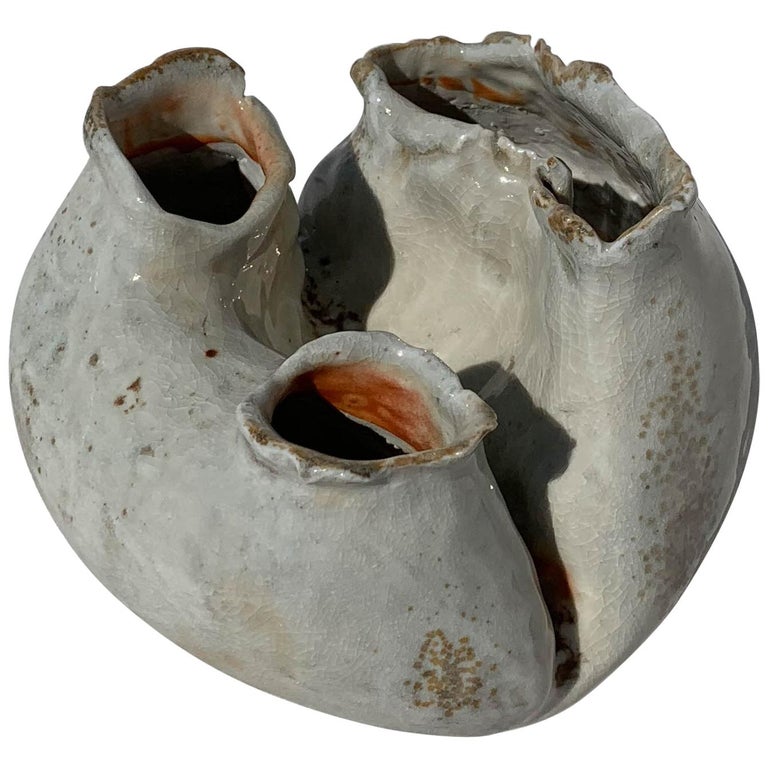 Organic Modern Wood-Fired Porcelain Heart Vase at 1stDibs