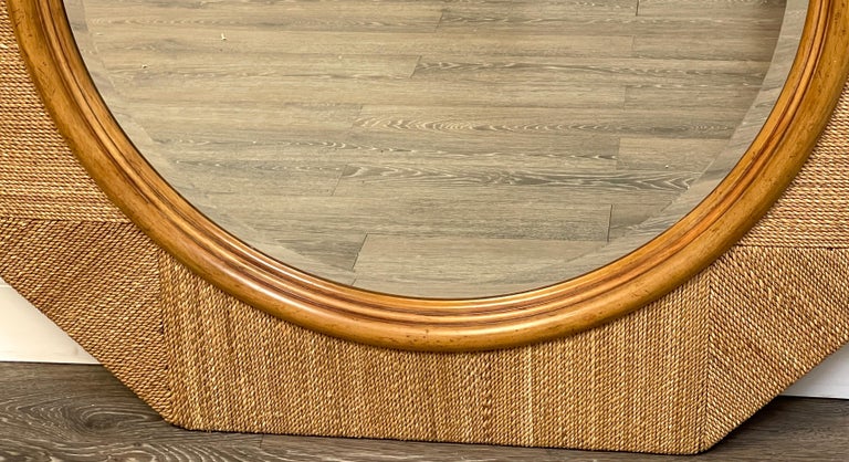Organic Modern Woven Rope Octagonal Porthole Mirror For Sale at 1stDibs