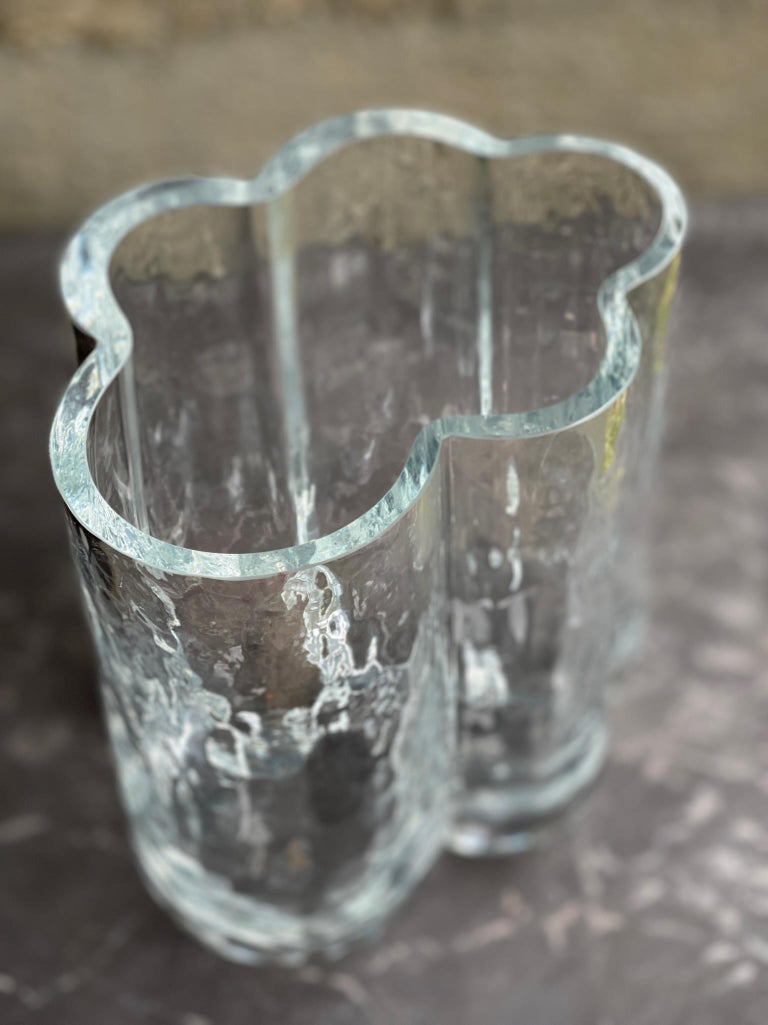 Scandinavian Modern Crystal Cloud Vase, c. 1970s Free-Form Studio Glass ...