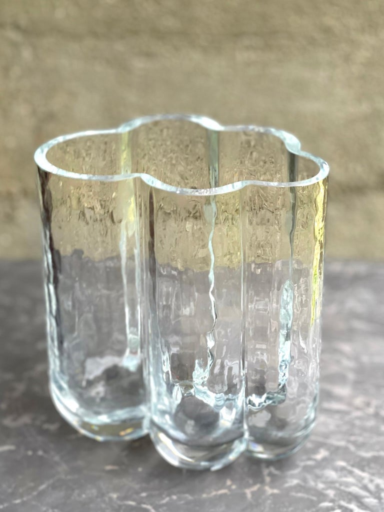 Scandinavian Modern Crystal Cloud Vase, c. 1970s Free-Form Studio Glass ...