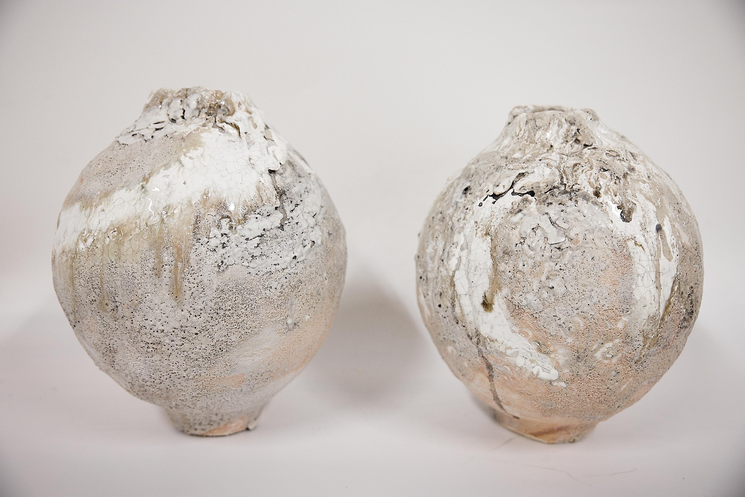 Organic Moon Jars Pair of Vases For Sale at 1stDibs