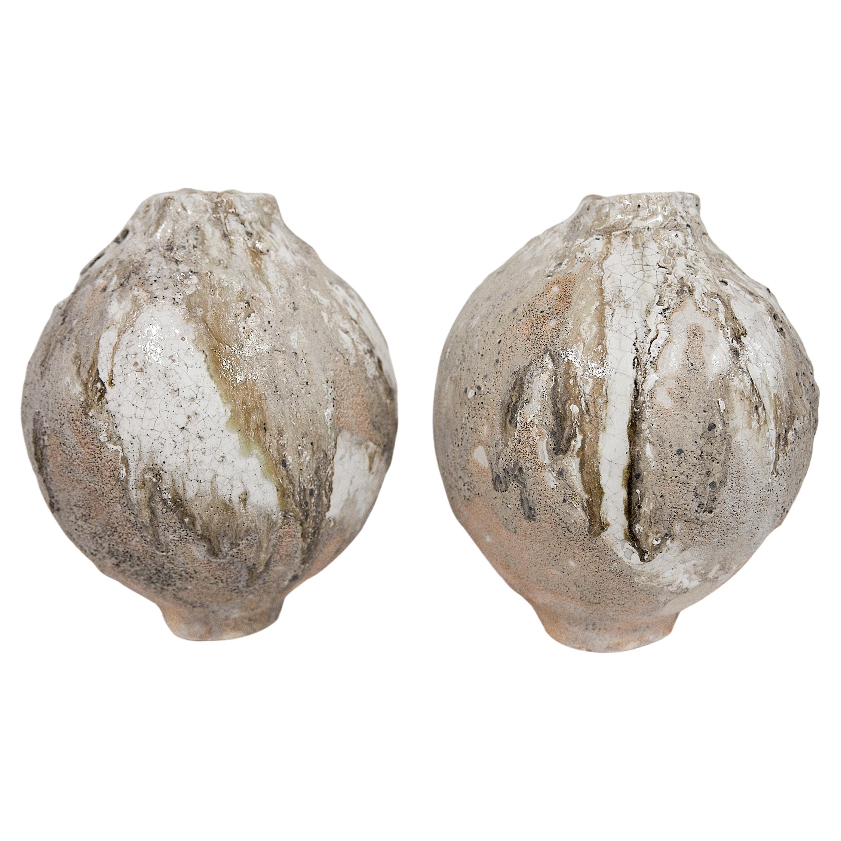 Organic Moon Jars Pair of Vases For Sale at 1stDibs