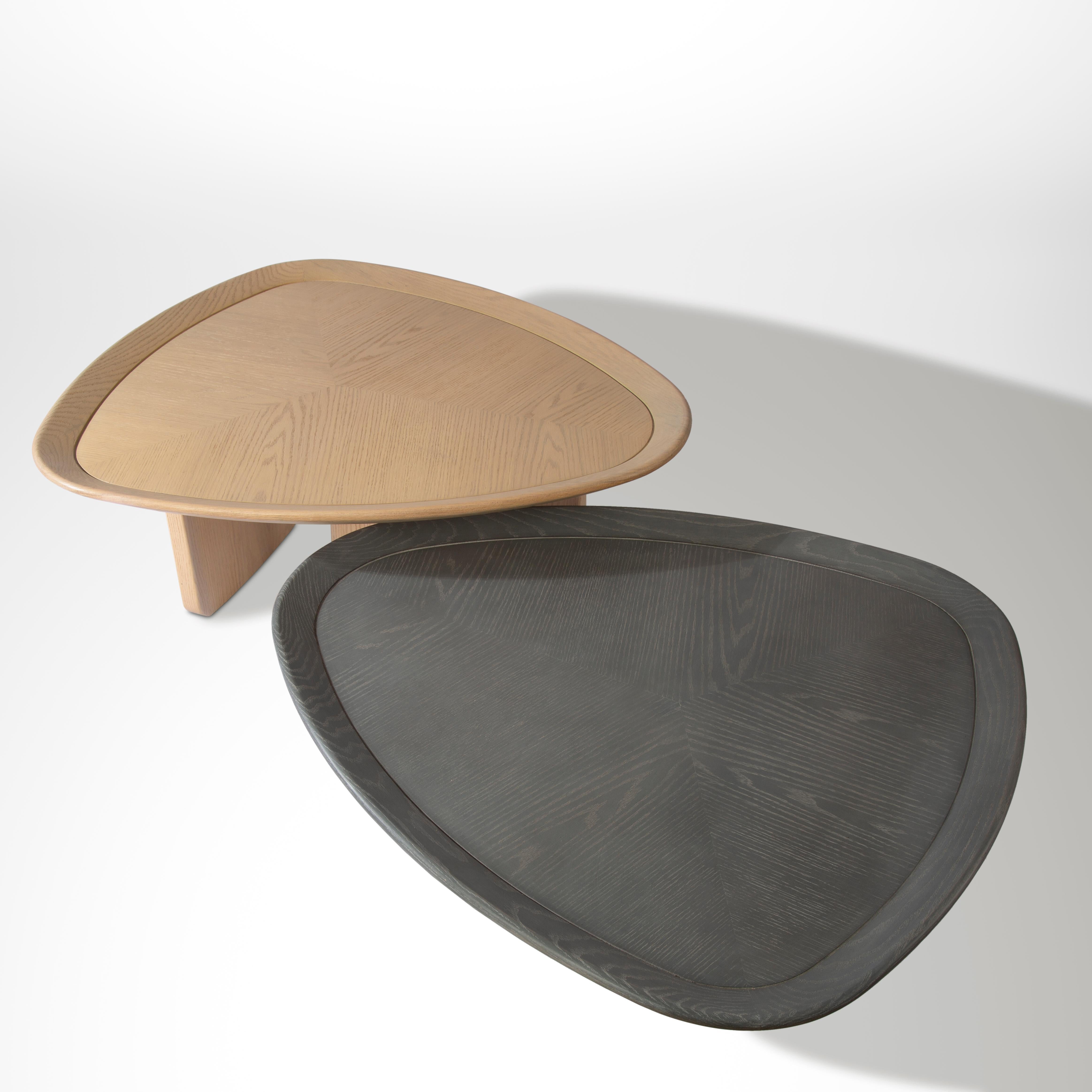 Organic Oak Coffee Table Set of 2 with Natural Wood and Stained Grey ...