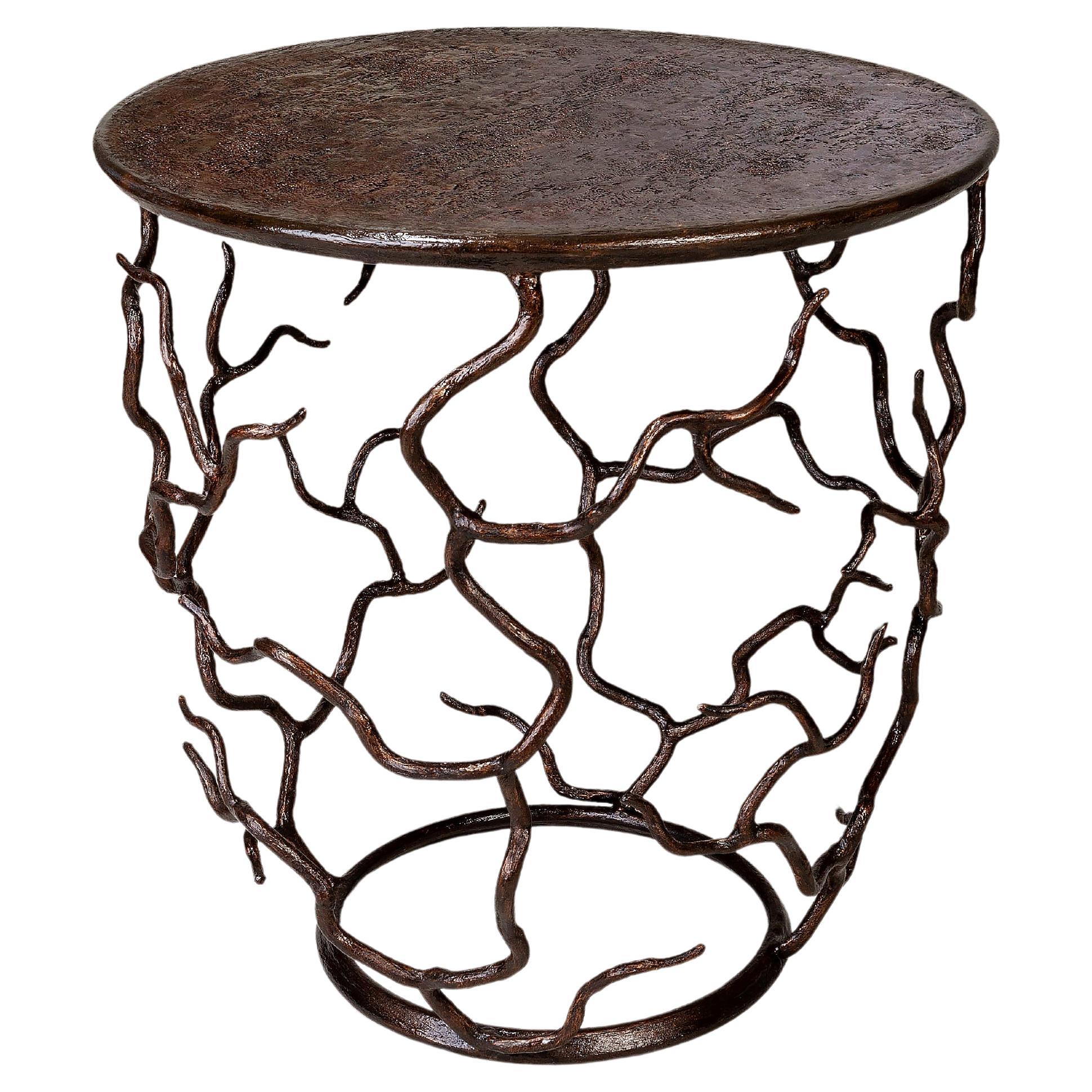 Organic Side Table “Etna” in Forest Brown Finish, Benediko For Sale at ...