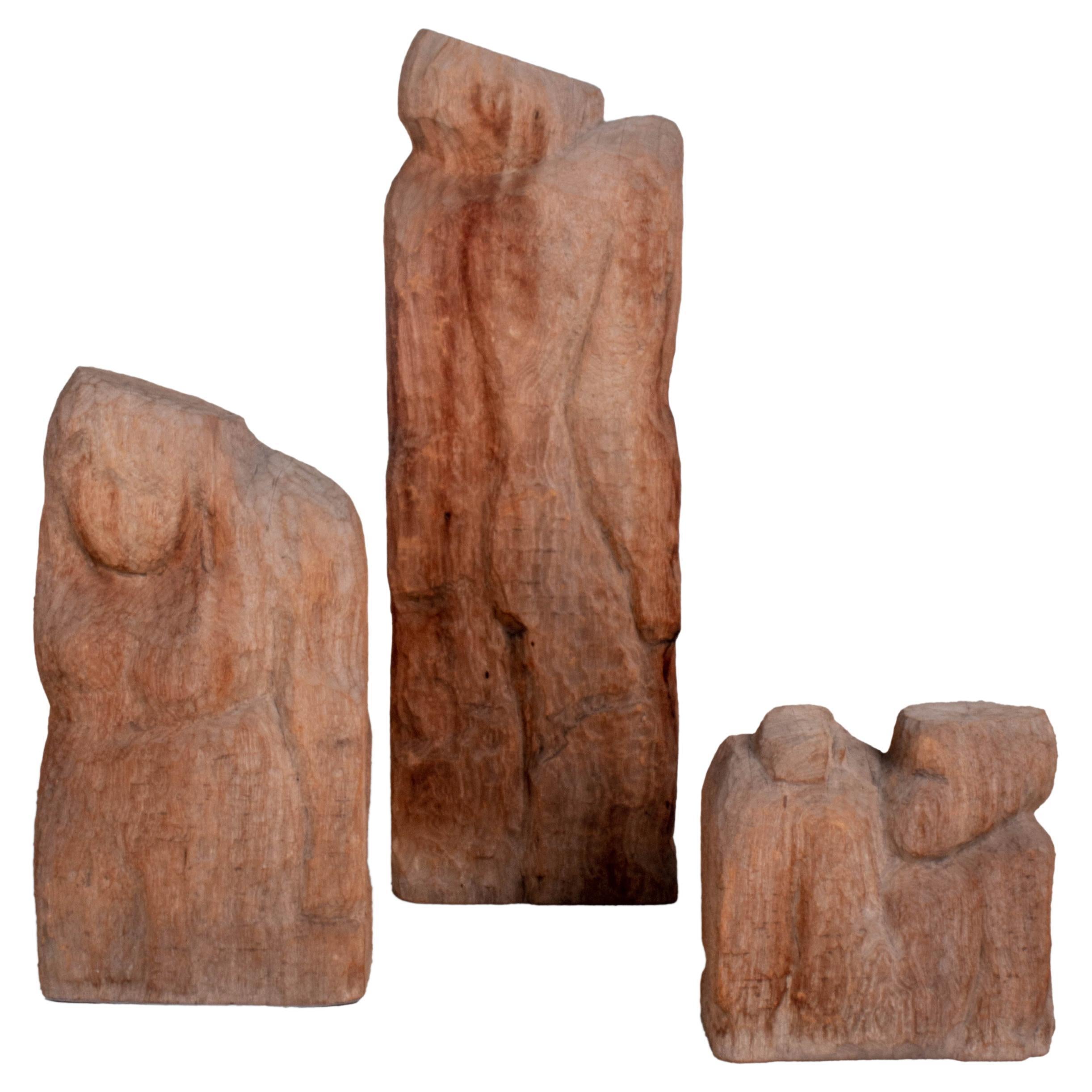 Organic Trio Carved Biomorphic Figures For Sale at 1stDibs