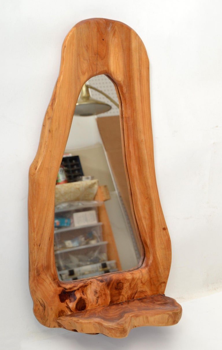 Organic Vintage American Rectangular Wall Mirror in Natural Burl Wood ...