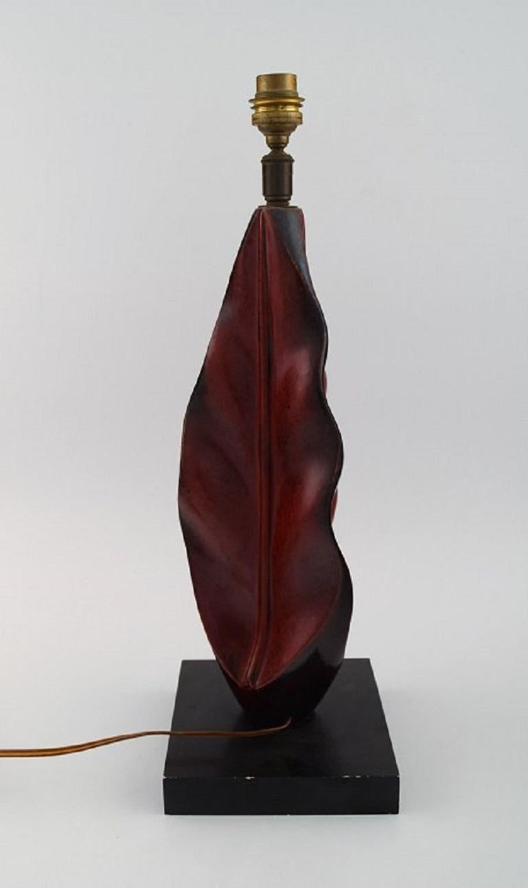 Organically Shaped Table Lamp in Hand-Painted Wood on Base, Mid-20th ...