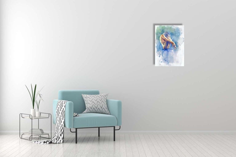 Orielle Caldwell - 'Jeux d'eau' Watercolor Painting By Orielle - Female ...