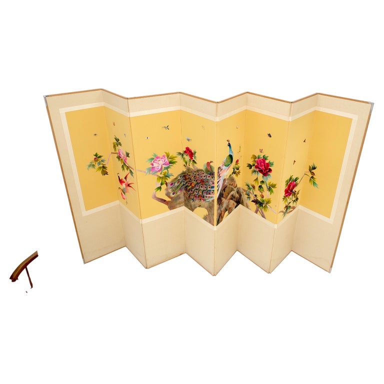 Oriental Decorative 8 Panel Silk Embroidery Peacock Scene Room Divider ...