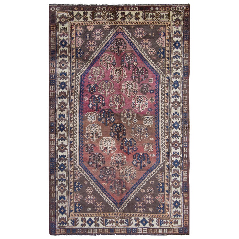 Vintage Rug Geometric Paisley Rug, Purple Oriental Handmade Carpet For ...