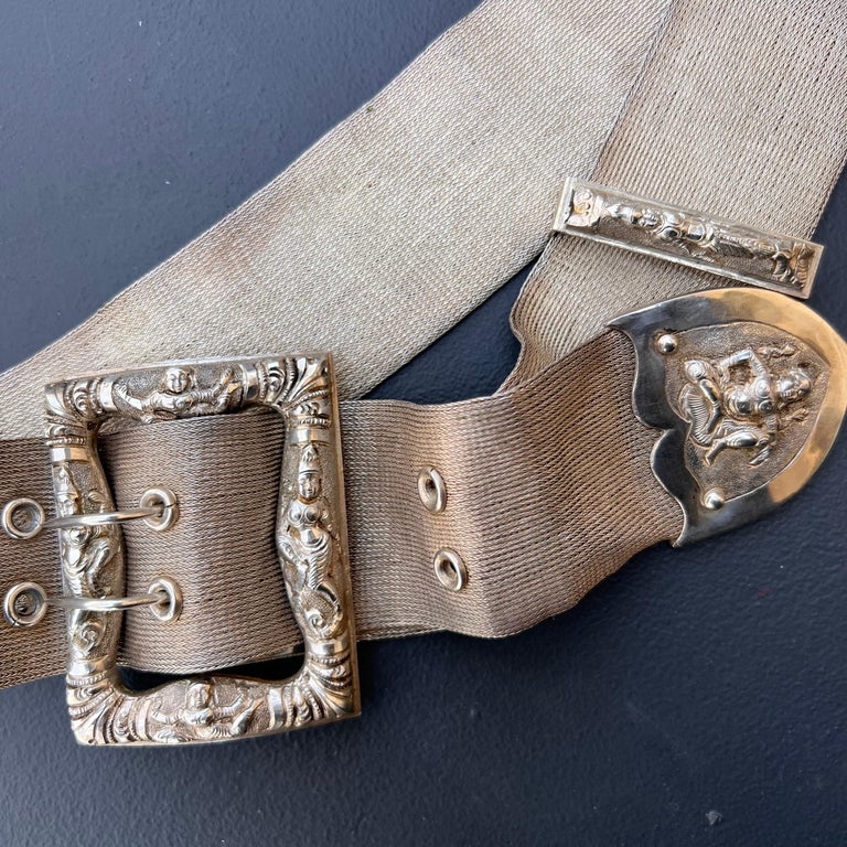 Oriental Hindu God Goddess Sterling Silver Handmade Belt For Sale at ...