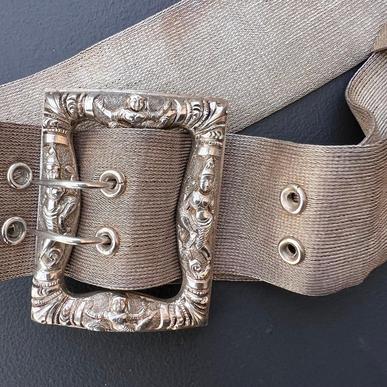 Oriental Hindu God Goddess Sterling Silver Handmade Belt For Sale at ...
