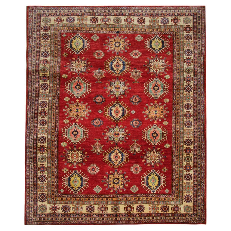 Oriental Rugs, Rustic Primitive Handmade Carpet Red Geometric Rugs 252 ...