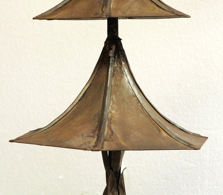 Oriental Steel and Crystal Pagoda Chandelier at 1stDibs