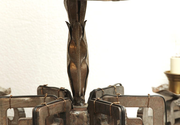 Oriental Steel and Crystal Pagoda Chandelier at 1stDibs