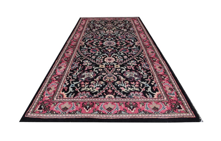 Oriental Wool Small Rugs, Handmade Floral Indian Rugs with Pink Border ...