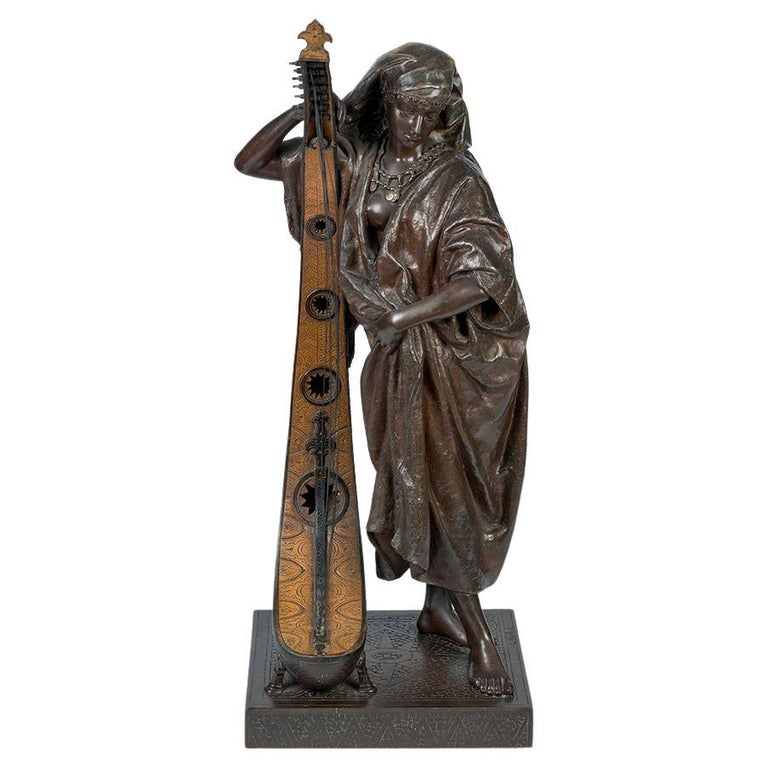 Orientalist Figure by Louis Hottot 'Jeune Harpiste Arabique For Sale at ...