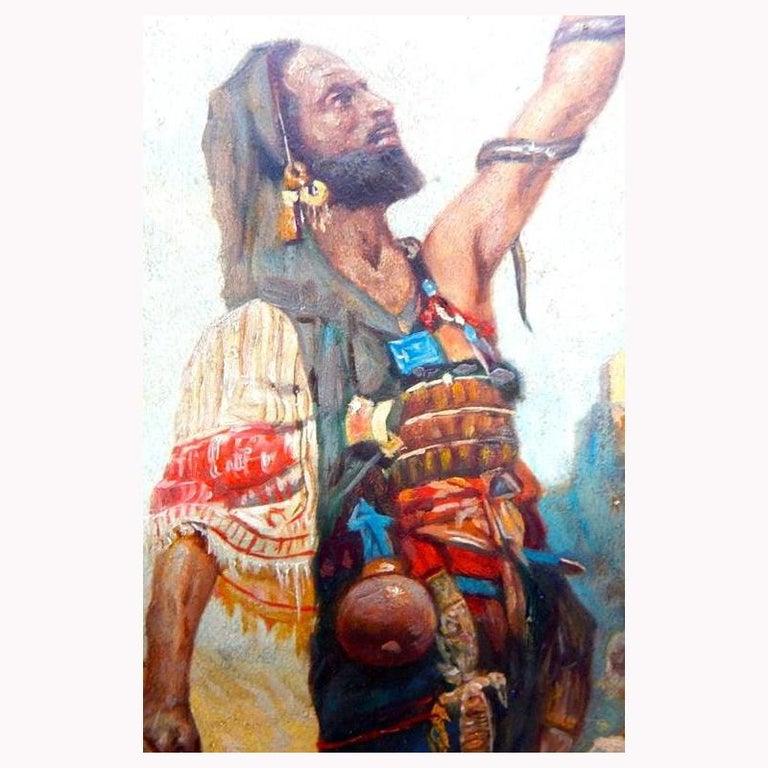 Orientalist Oil on Panel Painting of Snake Dancer, Signed at 1stDibs