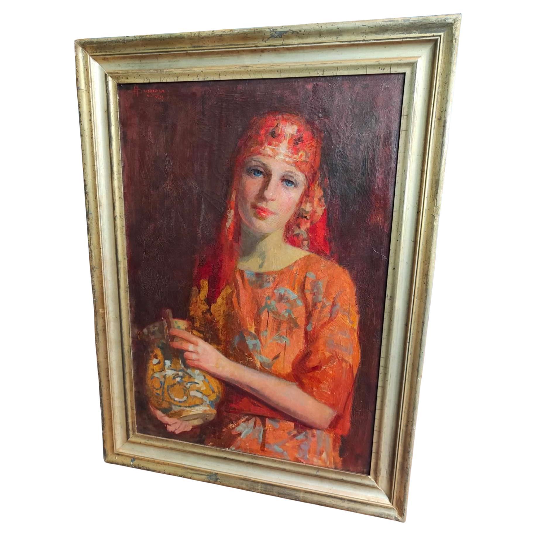 Original Orientalist Painting Entitled ‘At the Oasis’ by Adolf Karol ...