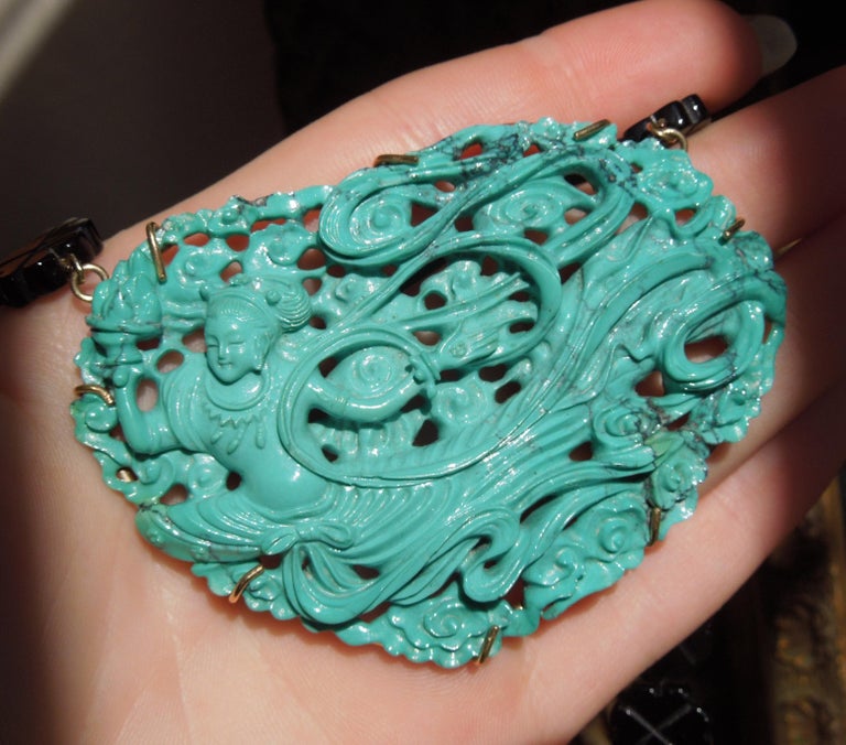 Orientalist Turquoise Amulet Necklace For Sale at 1stDibs