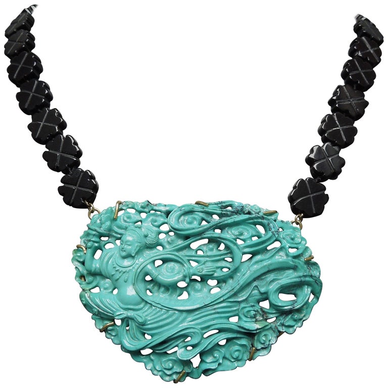 Orientalist Turquoise Amulet Necklace For Sale at 1stDibs