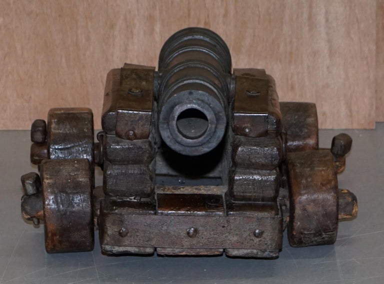 Original 16th Century Ships Naval Cannon Timber Base with Later Bronze ...