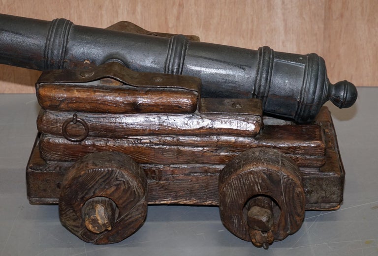 Original 16th Century Ships Naval Cannon Timber Base with Later Bronze ...