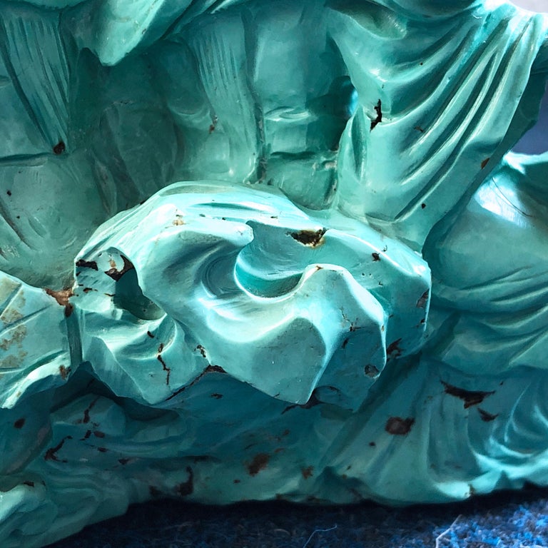 Original 1930 Chinese Export Natural Turquoise Three Dames Sculpture at ...
