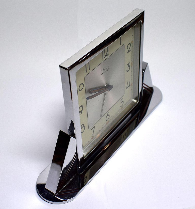 Original 1930s Art Deco Chrome Clock by Dep at 1stDibs