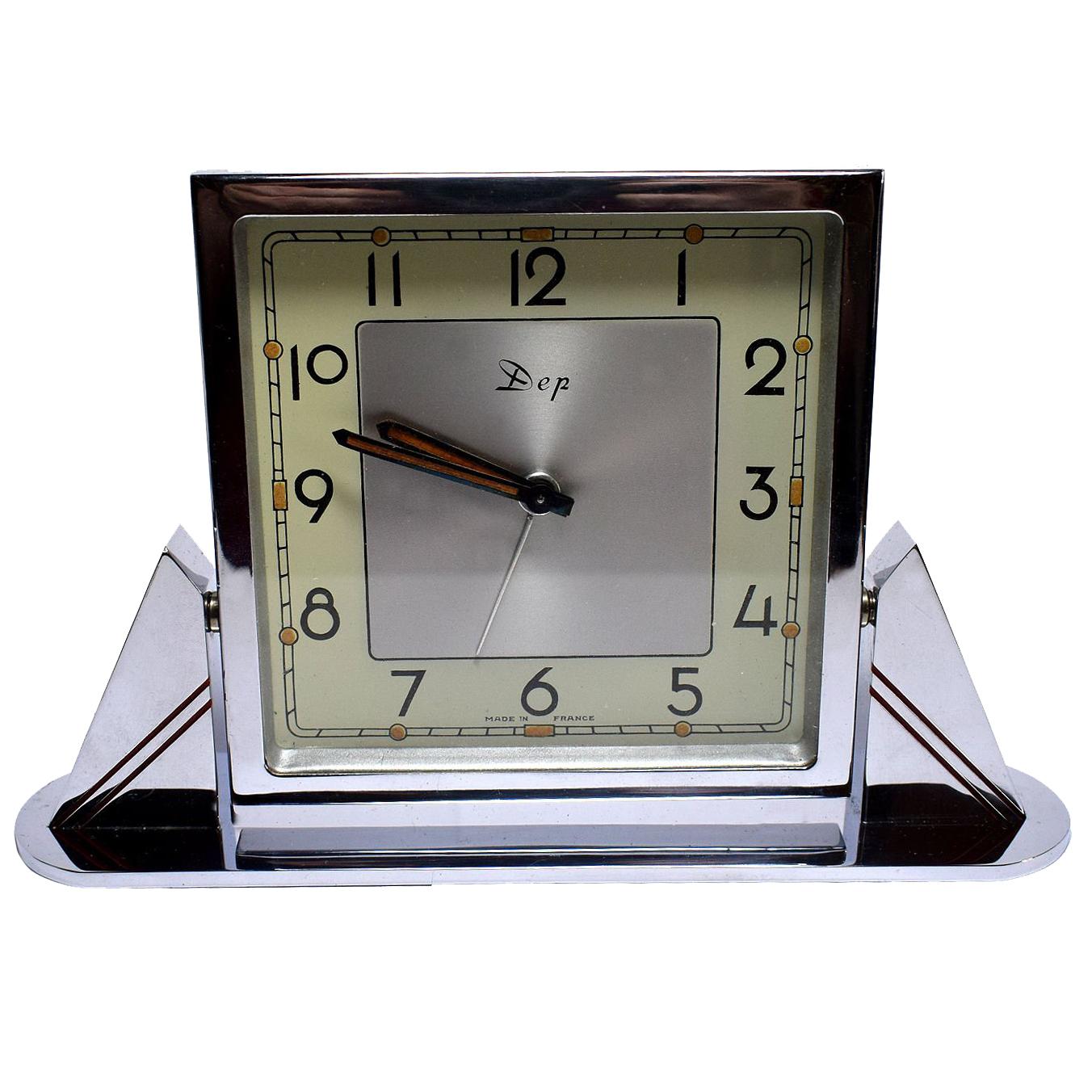 Original 1930s Art Deco Chrome Clock by Dep at 1stDibs