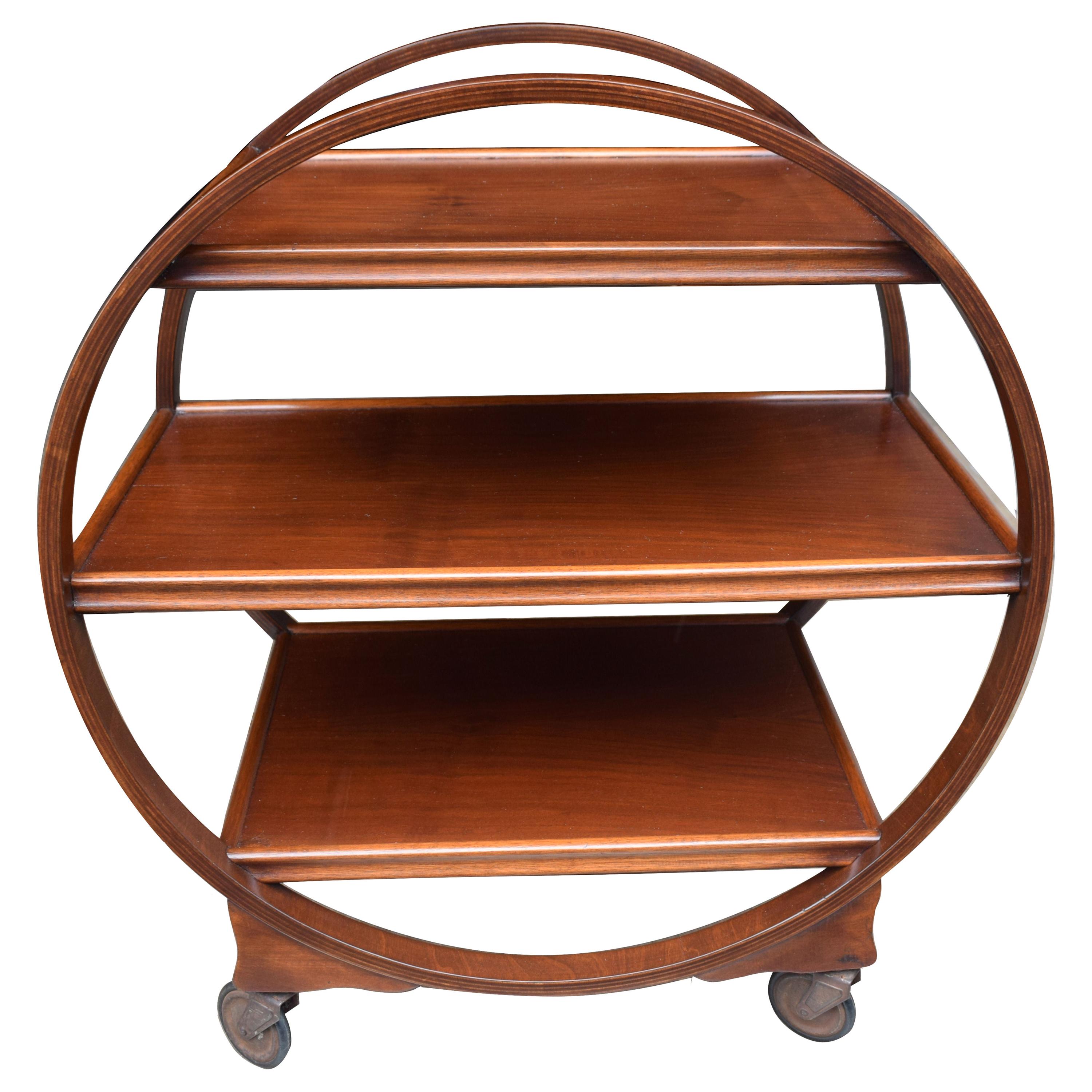 English 1930s Art Deco Walnut Three-Tier Trolley Bar Cart at 1stdibs