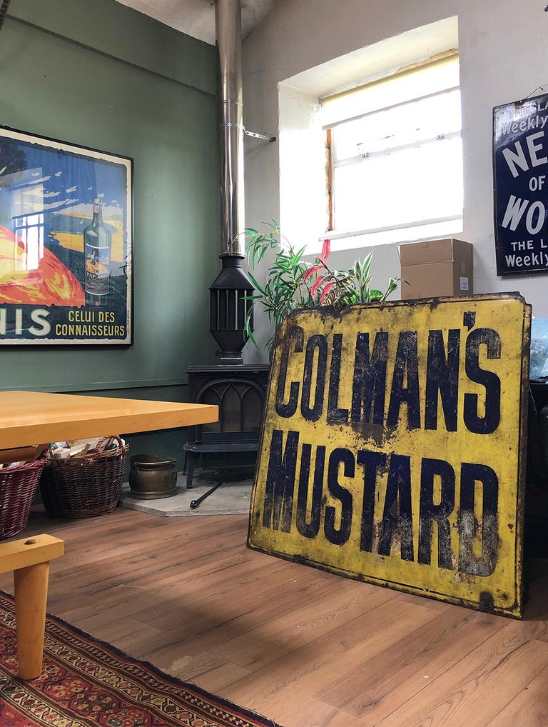 Original 1930s Large English Colman’s Mustard Enamel Advertising Sign ...