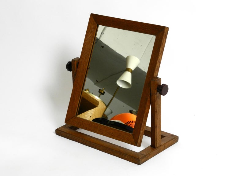 Original 1930s Swiveling Floor Shoe Mirror Made of Oak Ideal as a Table ...